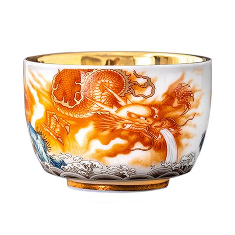 Auspicious Dragon Glossy Mutton Fat Jade Porcelain Tea Cup