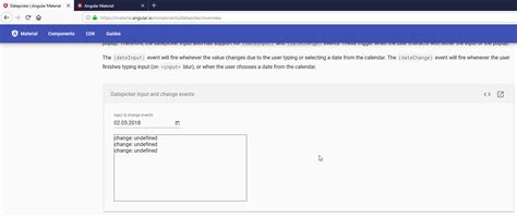 Datepicker DateChange Event Returns Undefined Or Null Value When Entering A Date With A Format