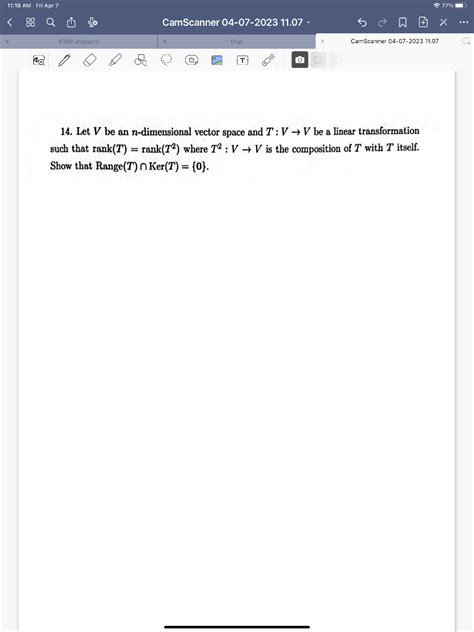 Solved 14 Let V Be An N Dimensional Vector Space And Tv→v