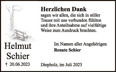 Traueranzeigen Von Helmut Schier Trauer Kreiszeitung De
