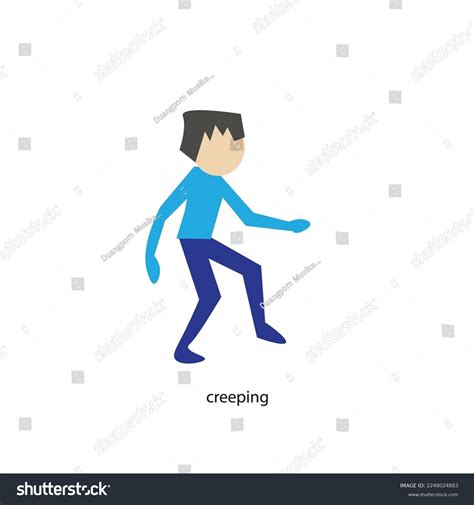 Side View Cute Cartoon Man Creeping Stock Vector Royalty Free