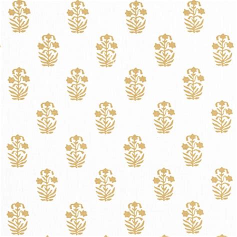 Corwin Fabric In Gold Thibaut Indienne Mustard Yellow Fabric