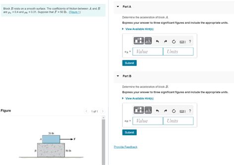 solved block b rests on a smooth surface the coefficients