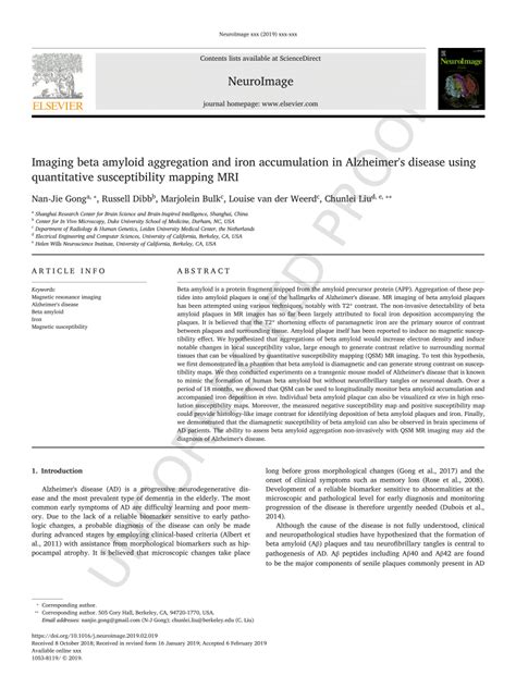 Pdf Imaging Beta Amyloid Aggregation And Iron Accumulation In Alzheimers Disease Using