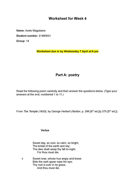 Week 4 Prac Week 4 Worksheet Worksheet For Week 4 Name Avele
