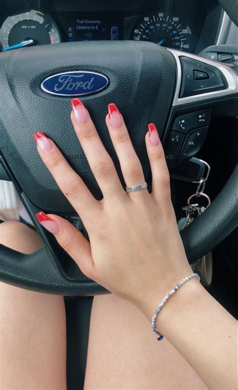 Red French Tip Acrylic Nails