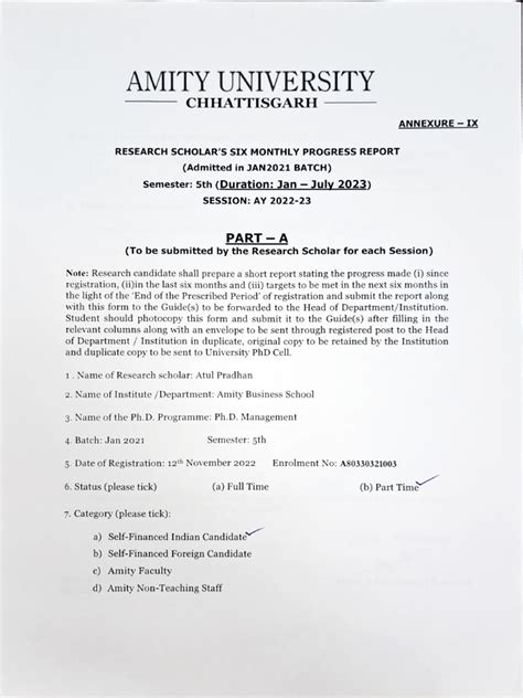 6 Month Progress Report Atul Pradhan Pdf