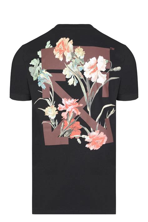 Off White Womens Black Floral T Shirt Clothing From Circle Fashion Uk