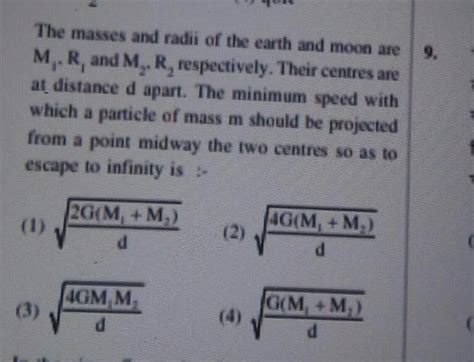 Answered The Masses And Radii Of The Earth And Moon Are M R And M R