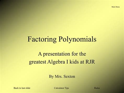 Factoring Polynomials Ppt