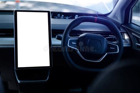 Monitor In EV Car With Isolated Blank Screen Use For GPS Isolated On