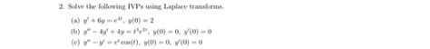 Solved 2 Solve The Following IVPs Using Laplace Transforms Chegg
