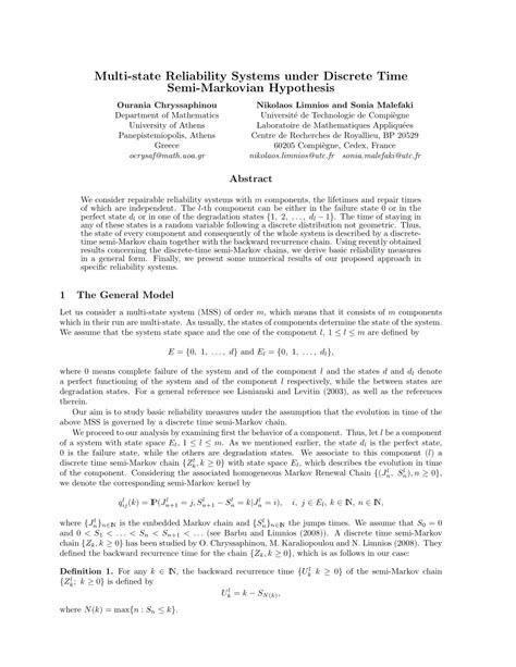 pdf multi state reliability systems under discrete time semi markovian hypothesis