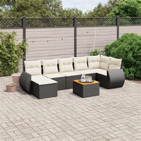 8 Piece Garden Sofa Set With Cushions Poly Rattan Vidaxl Black And