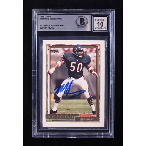 Mike Singletary Signed 1992 Topps 687 Bgs Auto 10 Pristine Auction
