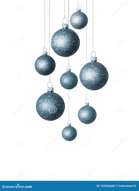 Christmas Blue Balls Isolated On White Background Holiday Decorations
