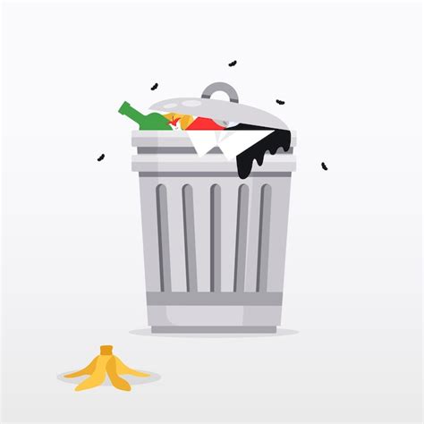 Premium Vector Garbage Can Full Of Overflowing Trash Flat Design