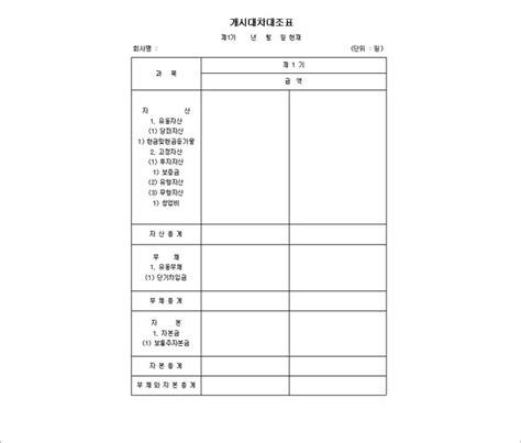 대차대조표 양식 네이버 블로그