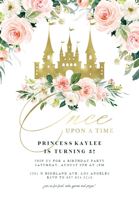 Royal Birthday Party Invitation Princess Knight And Dragon Invitation