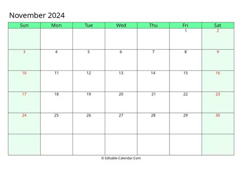 November Free Calendar Editable Heda Hyacinthia