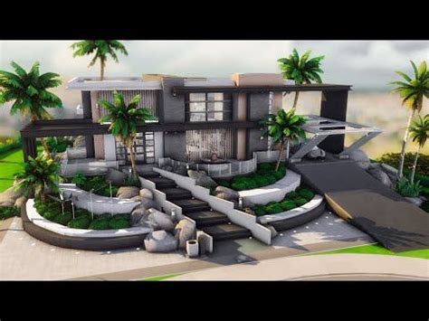 Celebrity Modern Mansion NO CC Stop Motion Build Sims Sims Modern House Sims
