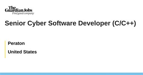 Senior Cyber Software Developer Cc Job With Peraton 9358687