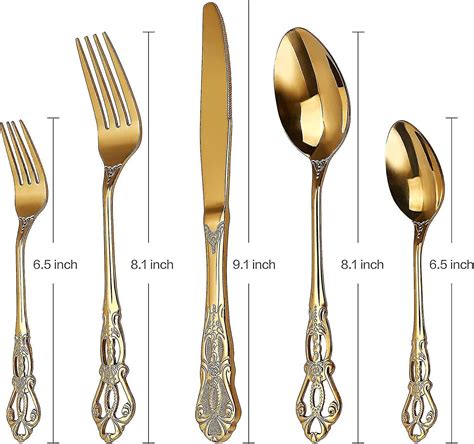 Gorgeous Vintage Gold Stainless Steel Flatware Set 20 Pieces Golden