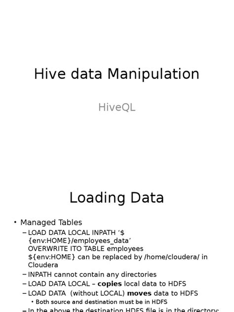 Hive Data Manipulation Pdf Software Engineering Data Management