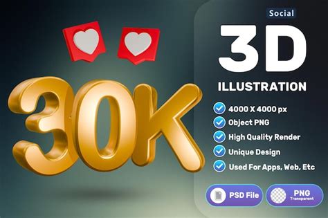 Premium Psd 3d 30k Followers High Quality Icon Render