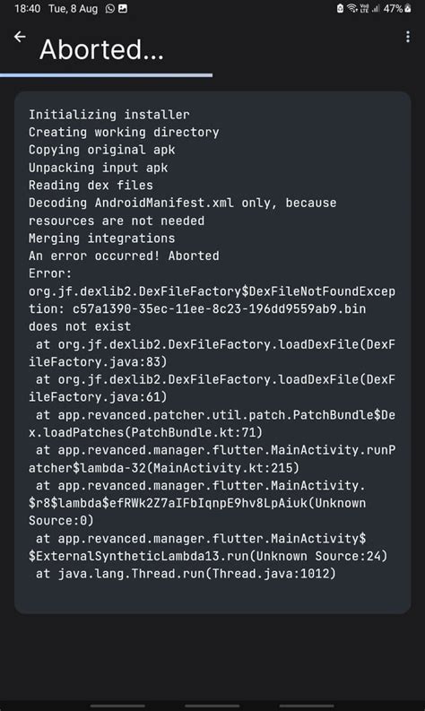 Patching Version 182335getting This Erroranyone Knows The Fixi Am One Latest Revanced