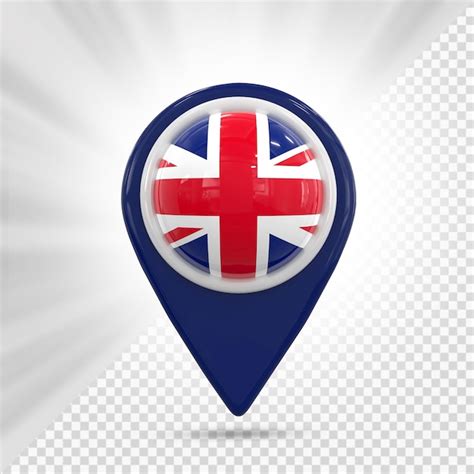 Mapa De Alfinetes De Bandeira Do Reino Unido 3d PSD Premium