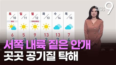 날씨 설 연휴 첫날 서쪽 내륙 짙은 안개곳곳 공기질 탁해 Youtube