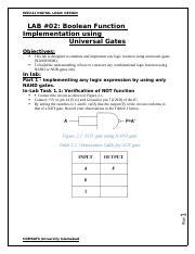 Implementing Boolean Functions With Universal Gates For Digital