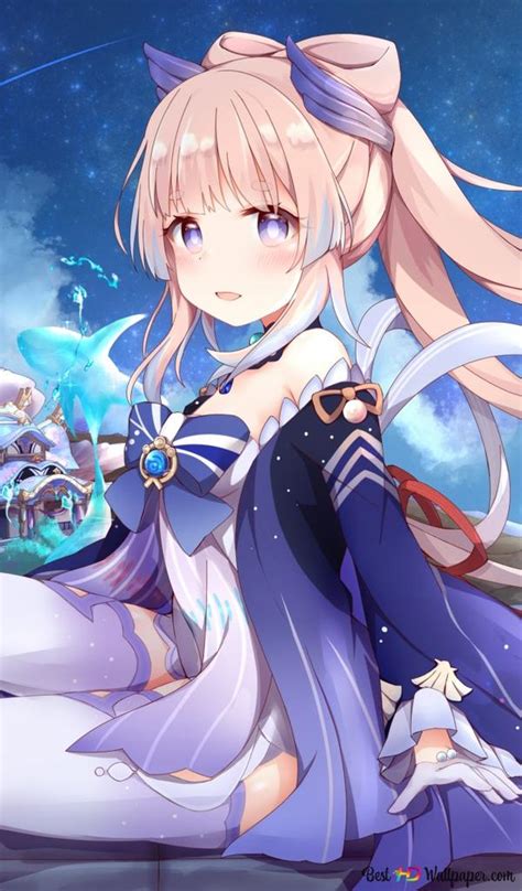 Anime Girl Barbara Long Blonde Hair Genshin Impact 2k Wallpaper Download