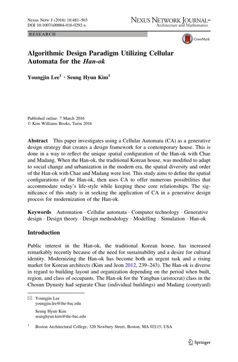 pdf algorithmic design paradigm utilizing cellular automata for the