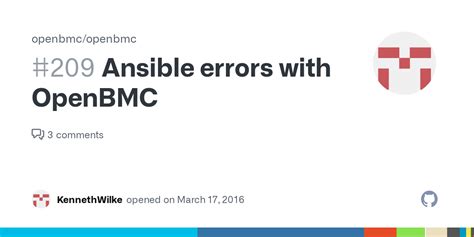 Ansible Errors With Openbmc · Issue 209 · Openbmcopenbmc · Github