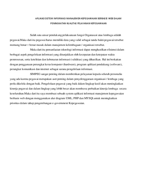 Doc Aplikasi Sistem Informasi Manajemen Kepegawaian Berbasis Web Dalam Peningkatan Kualitas