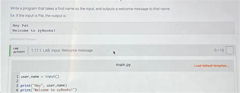 Solved Write A Program That Takes A First Name As The Input