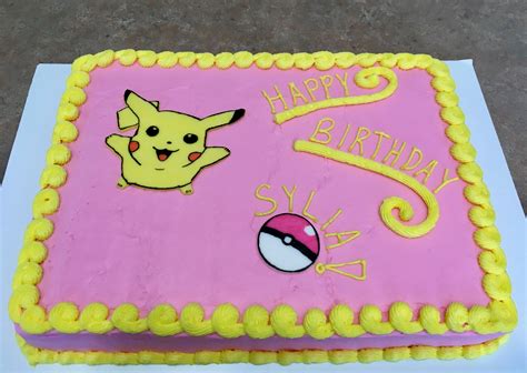 Pikachu Birthday Cake For Girl White Half Sheet Cake