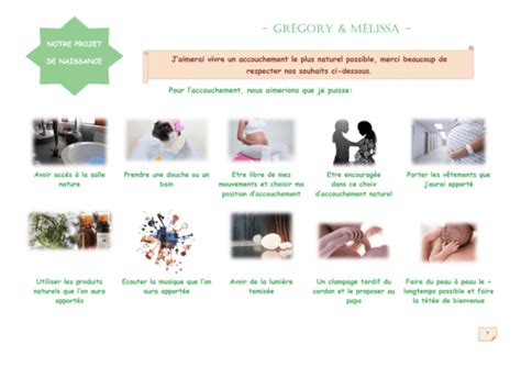 Exemple De Projet De Naissance Visuel Créé Pour Un Accouchement à La