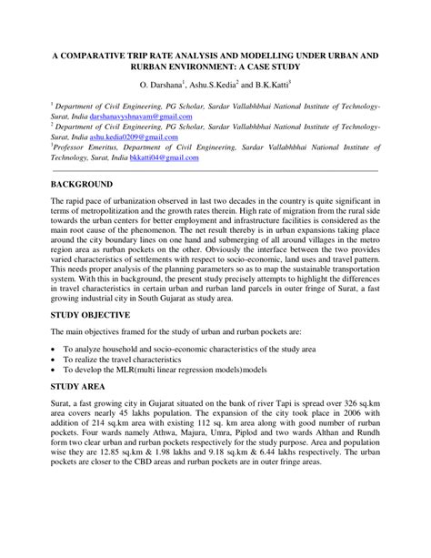 Pdf A Comparative Trip Rate Analysis And Modelling Under Urban And