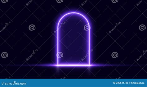 Neon Door Purple Glowing Portal Futuristic Arch Magic Gate