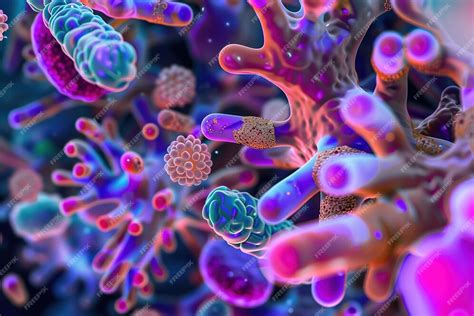 Premium Photo 3d Illustration Of Colorful Microbes Under A Microscope