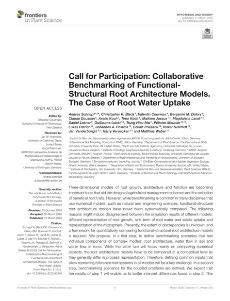Pdf Call For Participation Collaborative Benchmarking Of Functional Structural Root