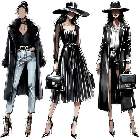premium photo three different models of women wearing hats and jackets