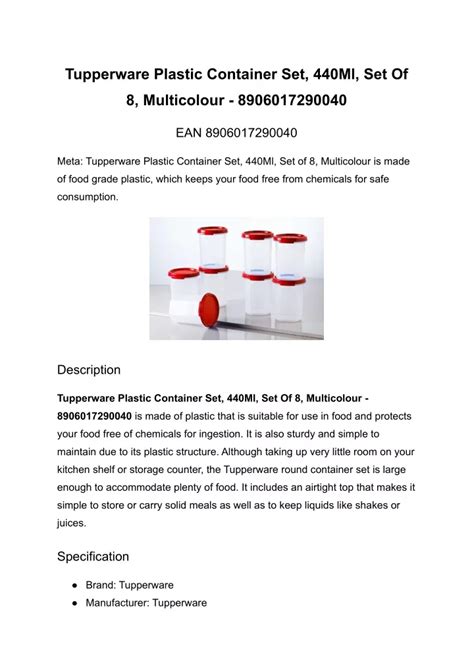 Ppt Tupperware Plastic Container Set Powerpoint Presentation Free