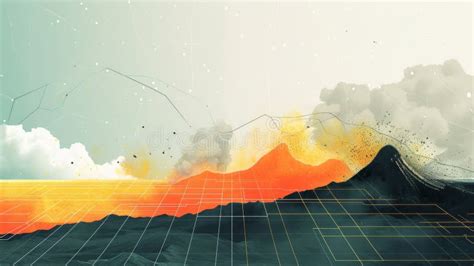 Abstract Futuristic Landscape With Technology Inspired Grid Stock Image