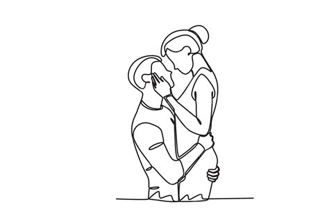 Premium Vector A Man And A Woman Are Romantic Honeymoon Oneline Drawing
