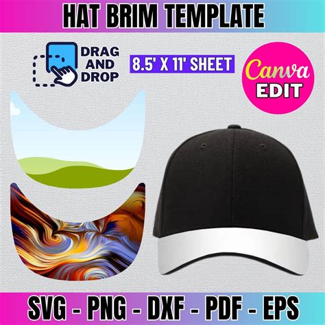 Hat Brim Template Svg Baseball Cap Brim Design Digital Download Etsy