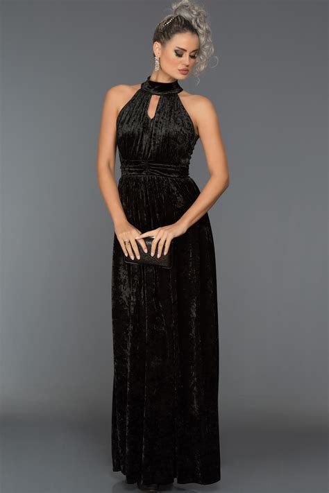 Long Black Velvet Evening Dress Bl2093